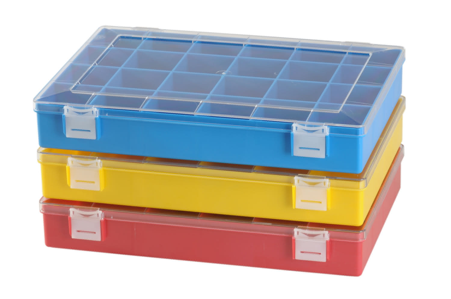 Sortimentskasten aus PS / 24 Fächer,335 x 225 x 55 mm (BxTxH) / blau ...